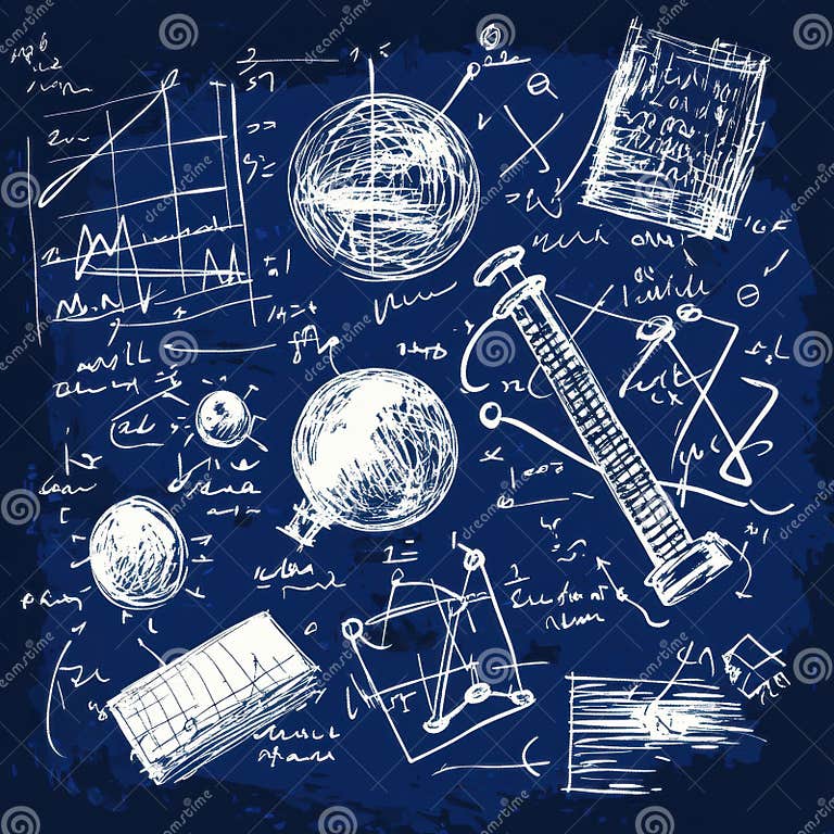 Scientific Illustrations Featuring Graphs Spheres and Mathematical ...