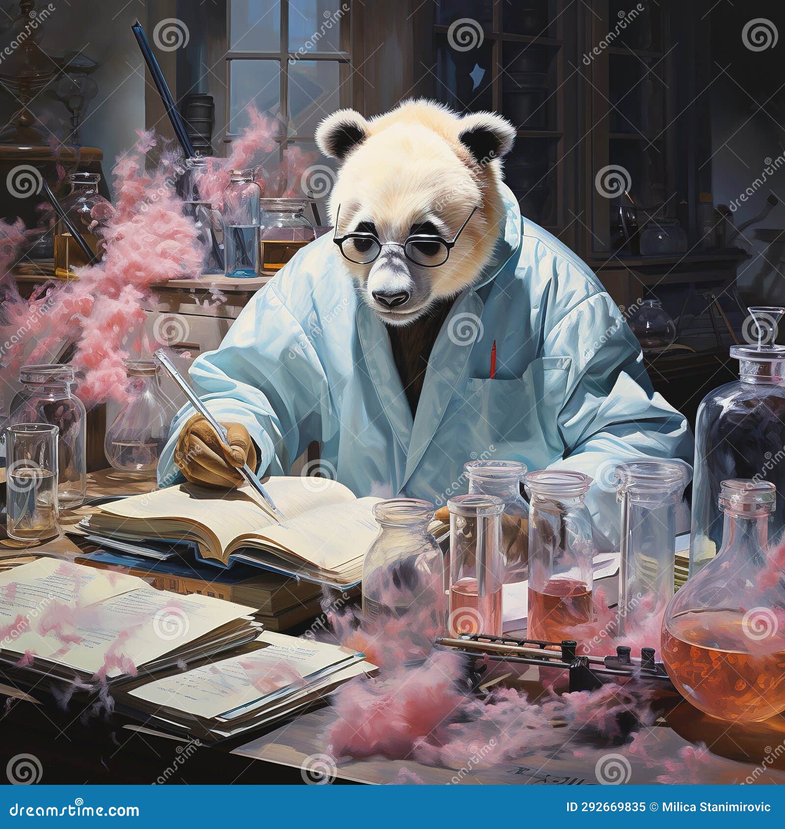 Scientific Inquiry: Panda Researcher Engages In An Experiment Royalty ...