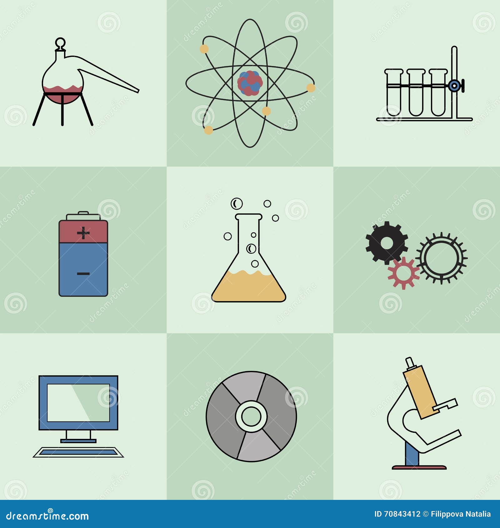 Scientific Laboratory Flat Icon Set Stock Vector - Illustration of ...