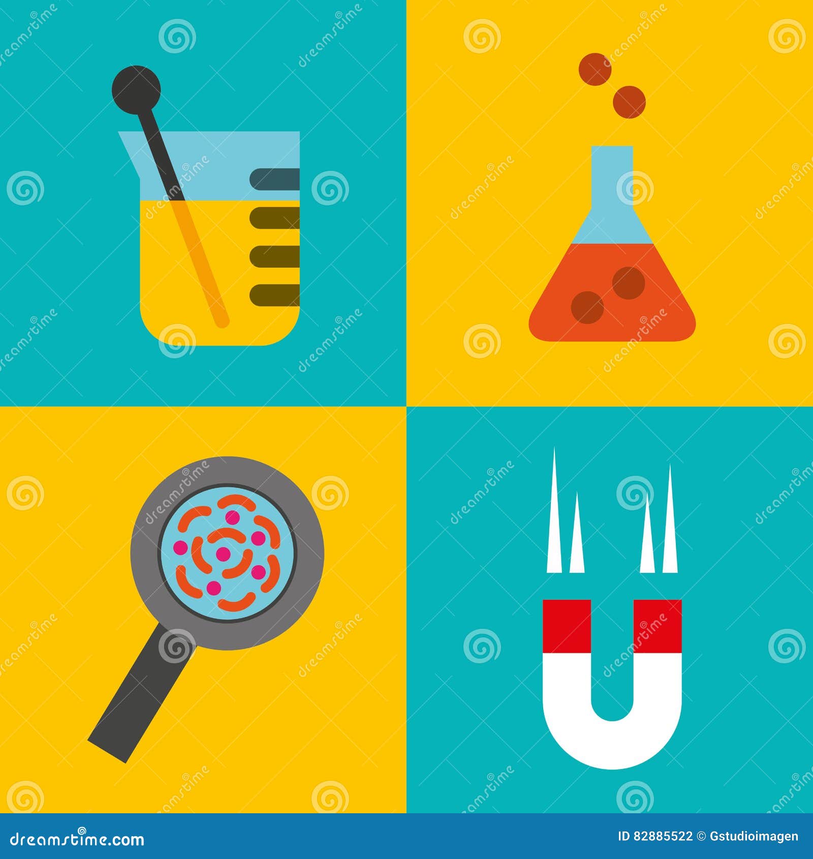 Scientific Laboratory Flat Line Icons Stock Illustration - Illustration ...