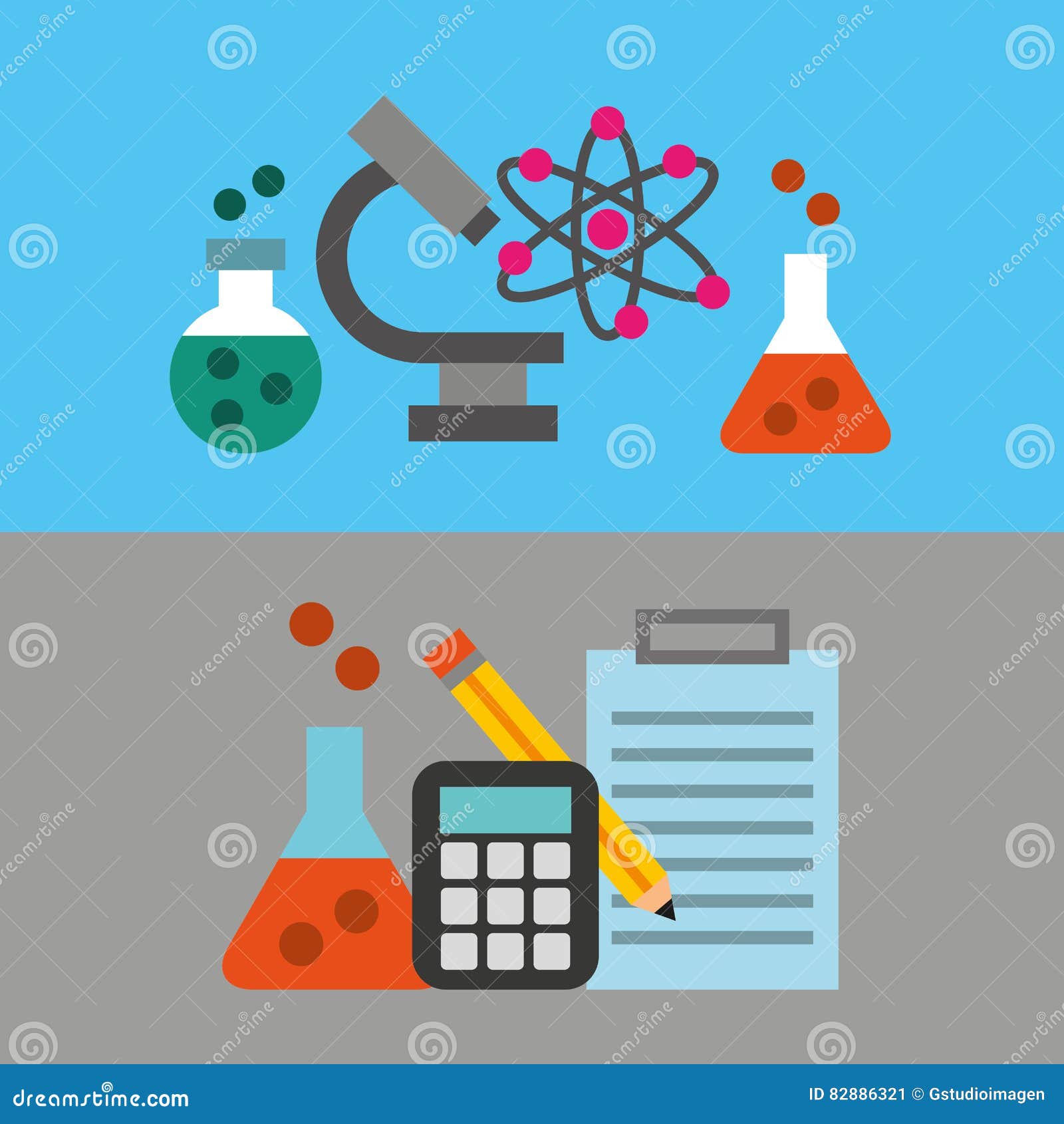 Scientific Laboratory Flat Line Icons Stock Illustration - Illustration ...