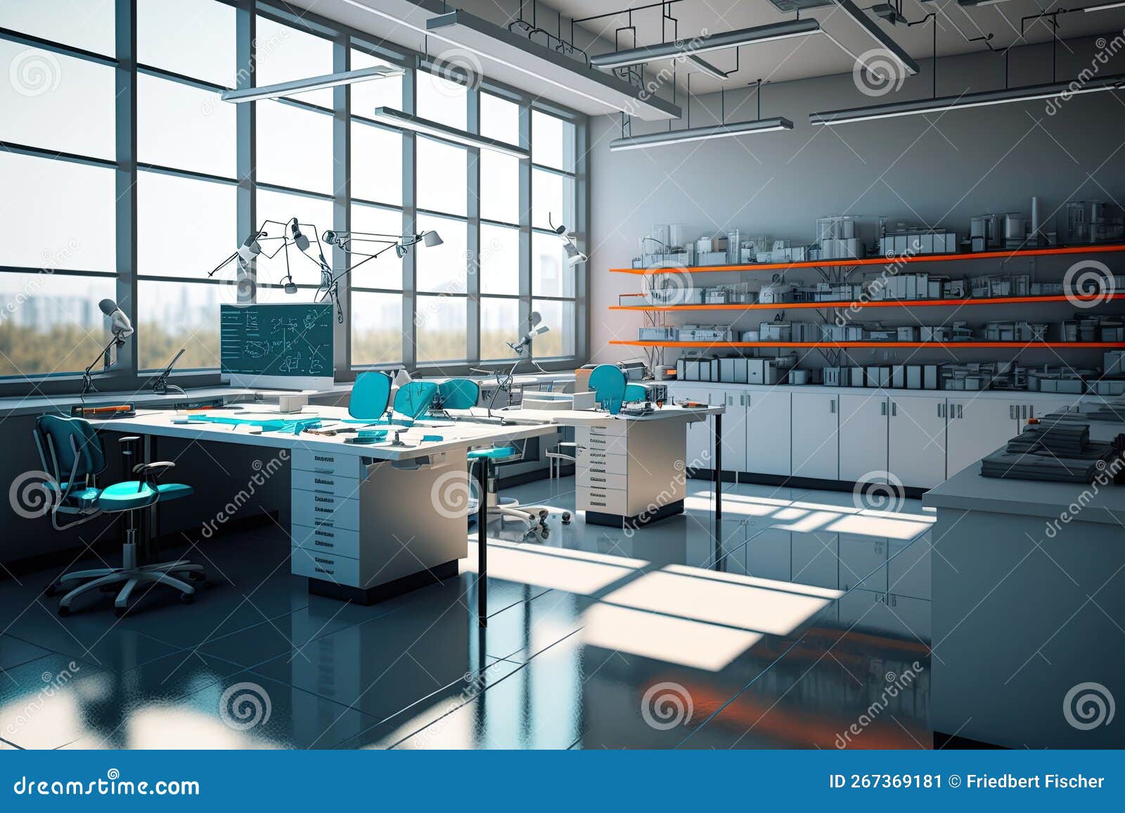 Scientific Laboratory Interior, Basic Research or Biotech Lab, Concept ...