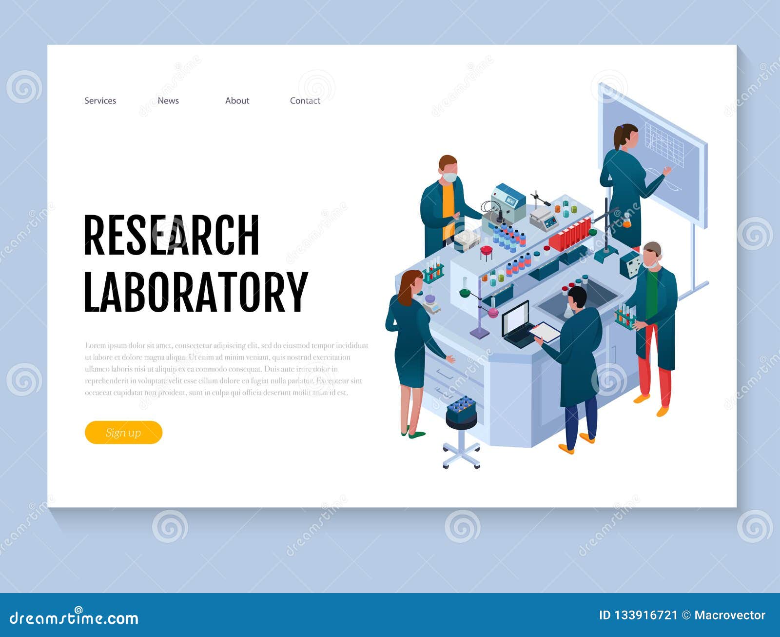 Scientific Laboratory Isometric Web Banner Stock Vector - Illustration ...
