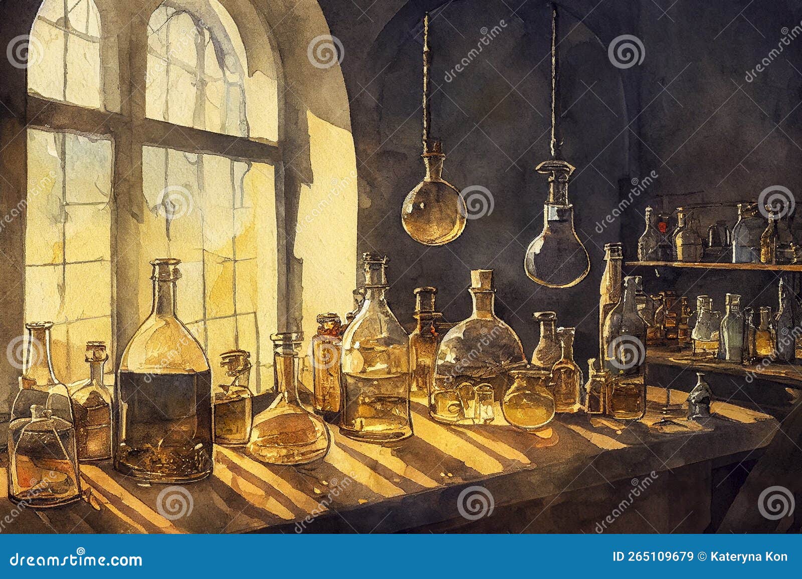 Scientific Laboratory, Medieval Science Laboratory,ai Illustration ...