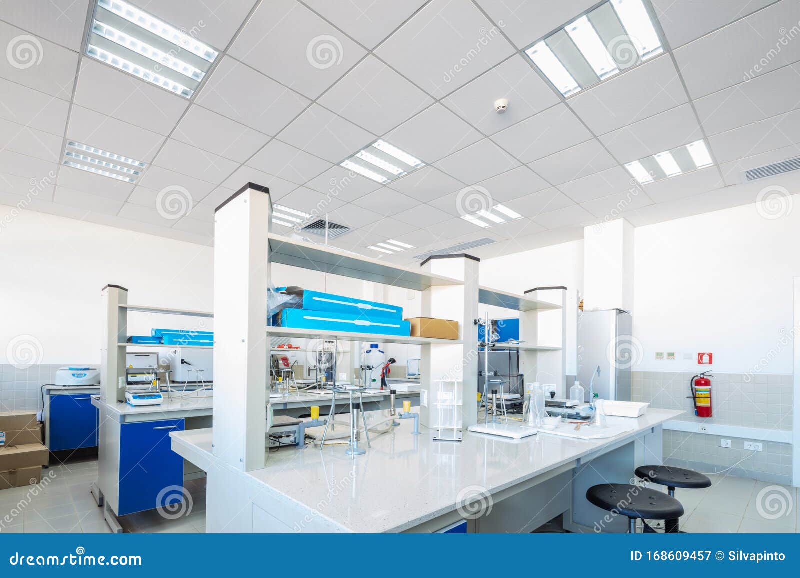 Scientific Laboratory Room with Microscopes Stock Image - Image of ...