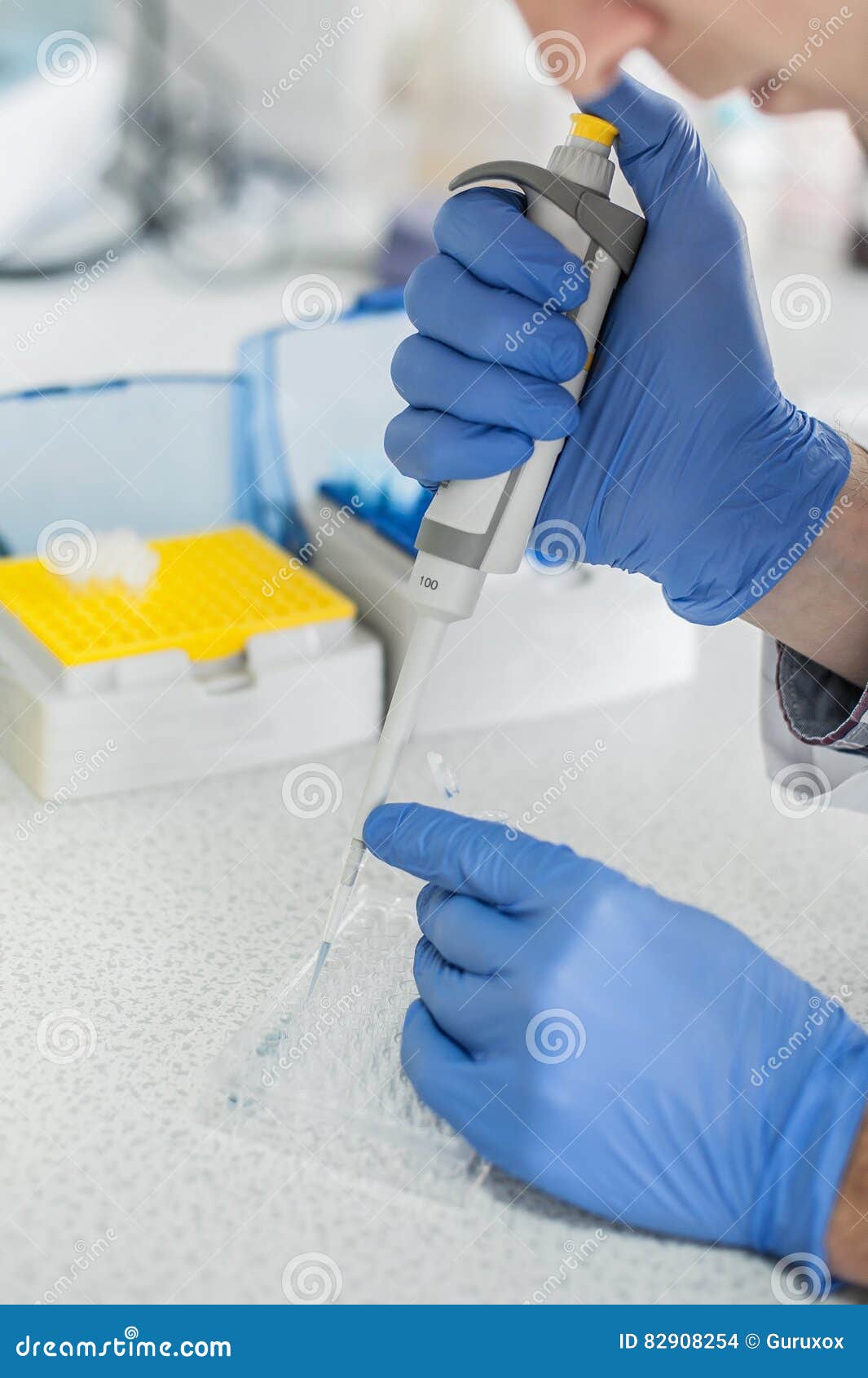 Scientific Laboratory Technician Pipetting. Macro Shot Stock Photo ...