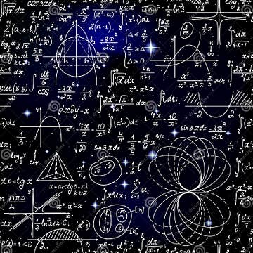 Scientific Math Vector Seamless Pattern with Handwritten Formulas ...