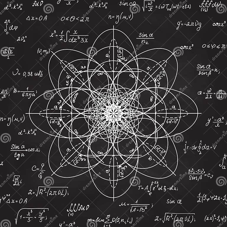 Scientific Math Vector Seamless Pattern with Physical and Mathematical ...