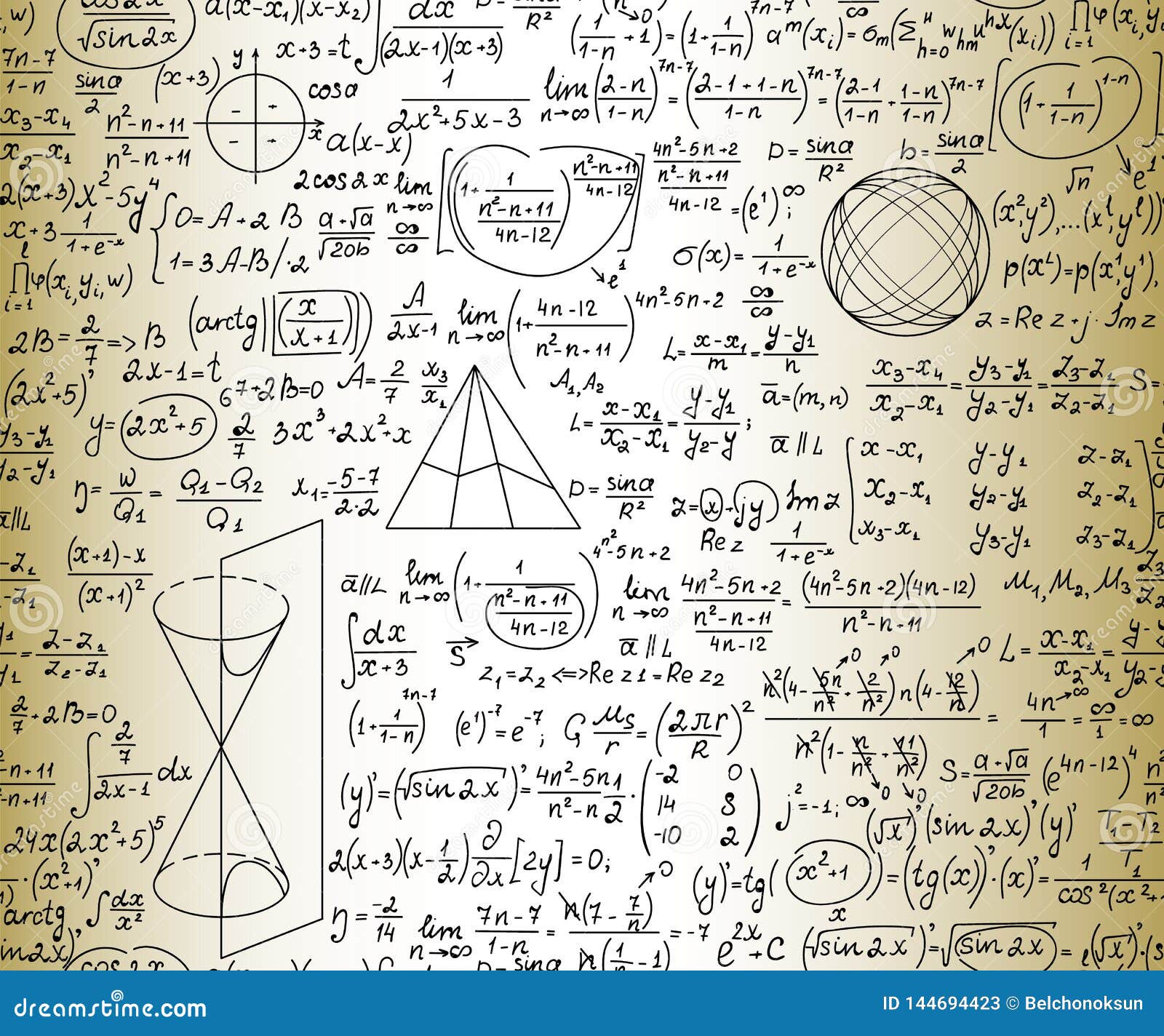 Scientific Mathematical Vector Seamless Pattern With Handwritten