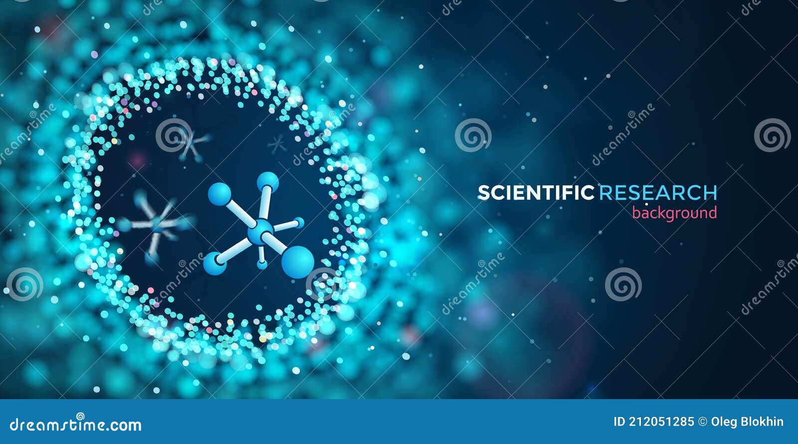 Scientific Medical Research Vector Web Banner. Science Abstract Blue ...