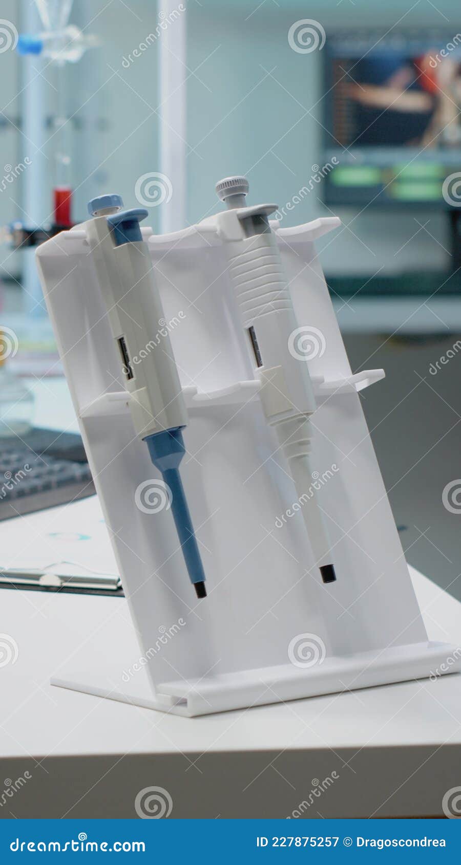 Scientific Micropipette and Microscope in Laboratory Stock Image ...