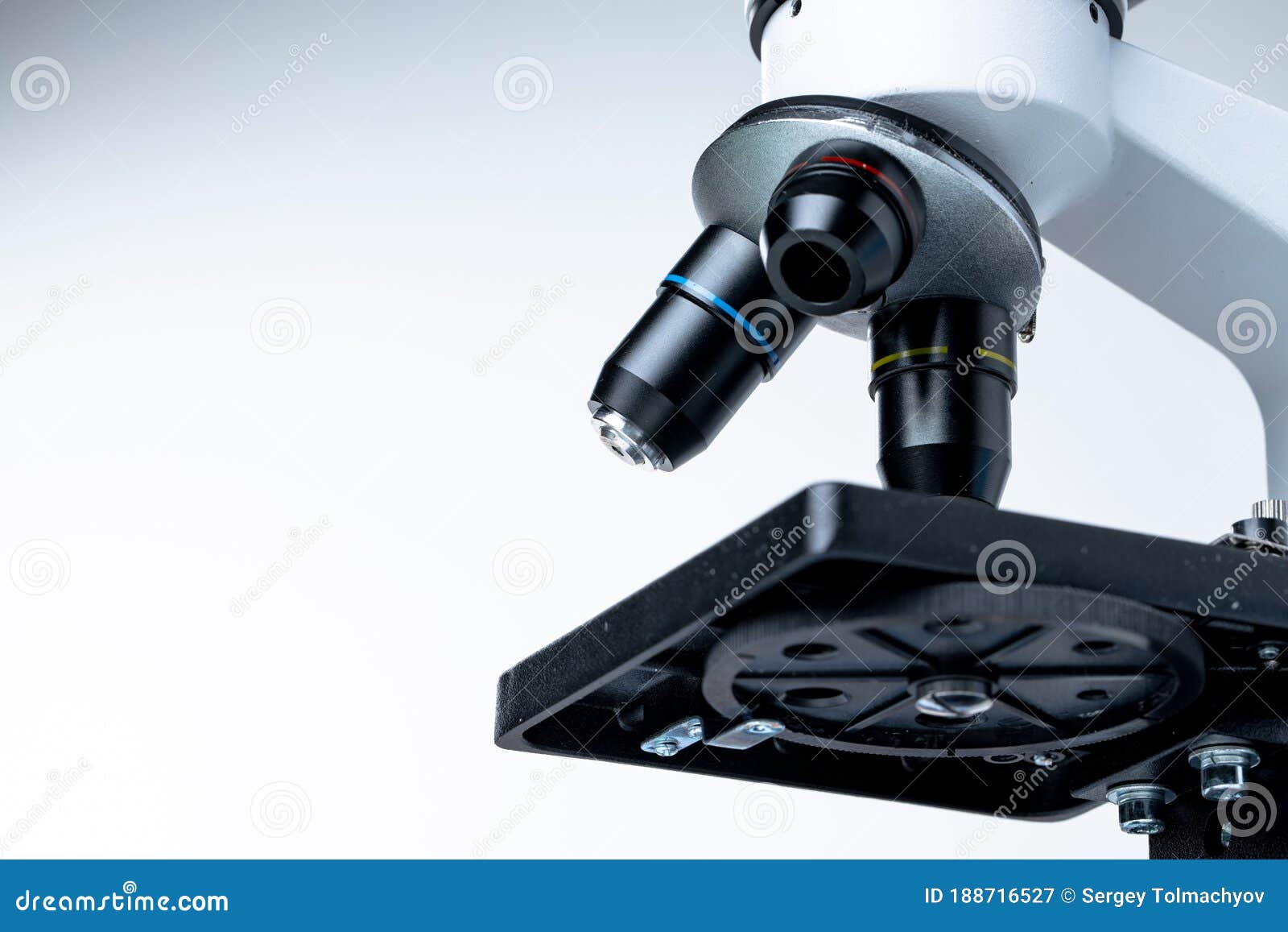 Scientific Microscope Lenses Close Up. Laboratory Equipment Stock Image ...