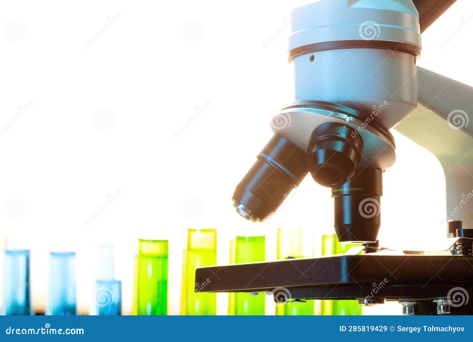Scientific Microscope Lenses Close Up. Laboratory Equipment Stock Image ...