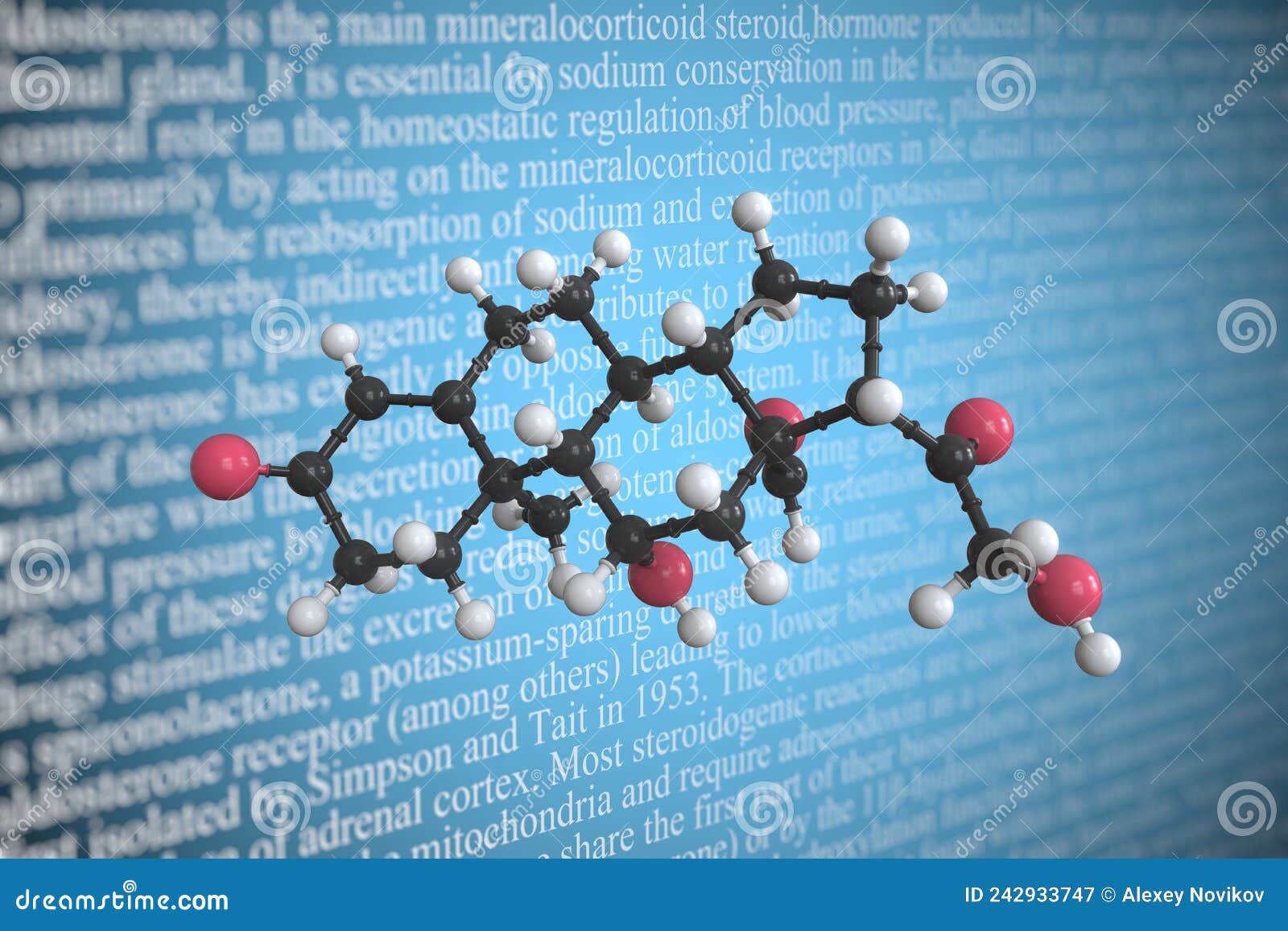 Aldosterone Scientific Molecular Model, 3D Rendering Editorial ...