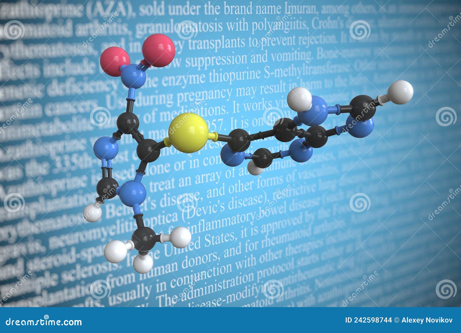 Azathioprine Molecular Structure, 3d Model Molecule, Immunosuppressive ...