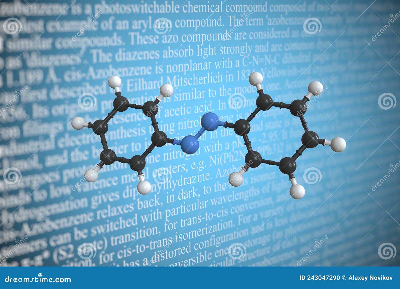 Molecular Model of Azobenzene, 3D Rendering Stock Illustration ...