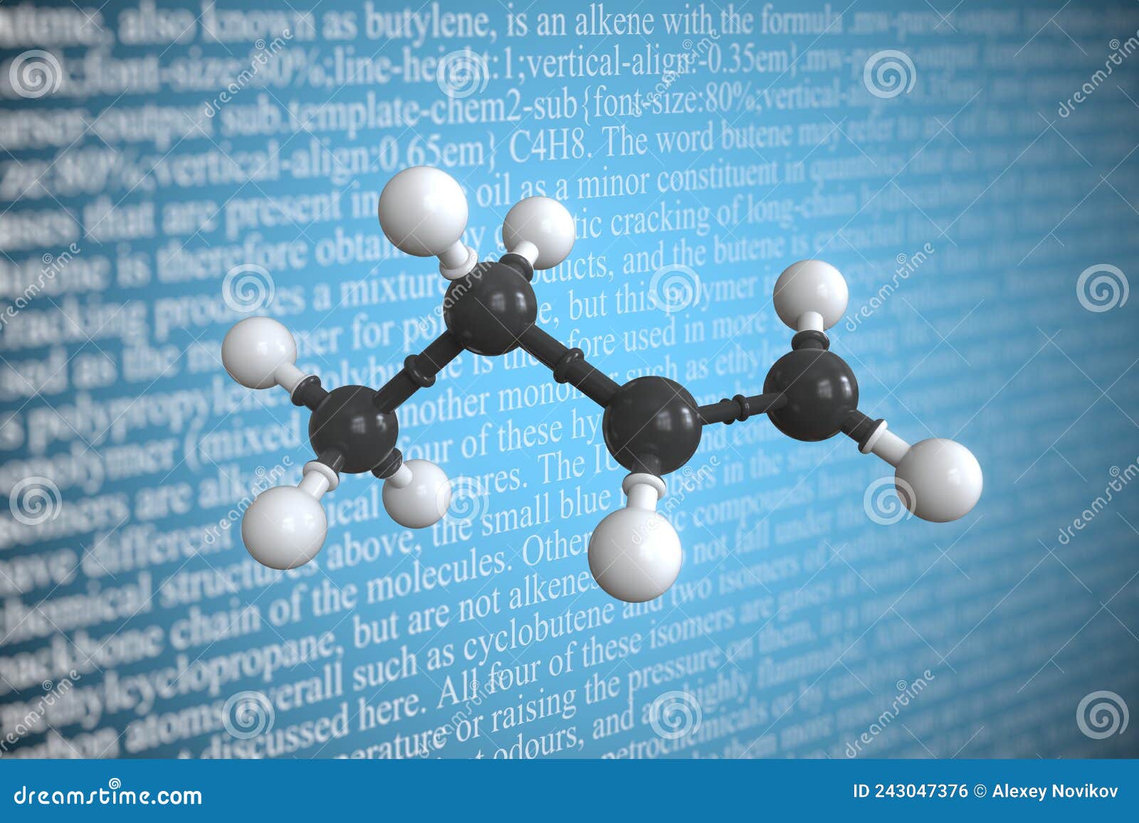 Butene Scientific Molecular Model, 3D Rendering Stock Photo ...