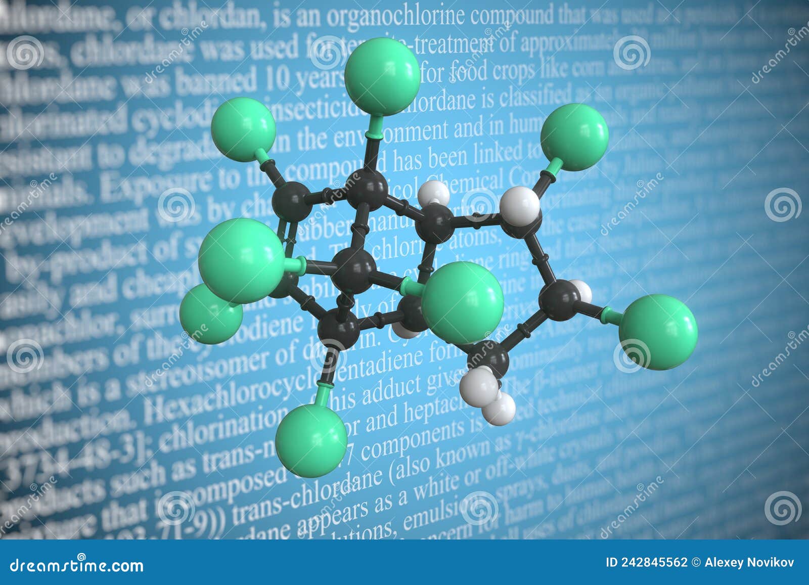 Molecular Model of Chlordane, 3D Rendering Stock Illustration ...