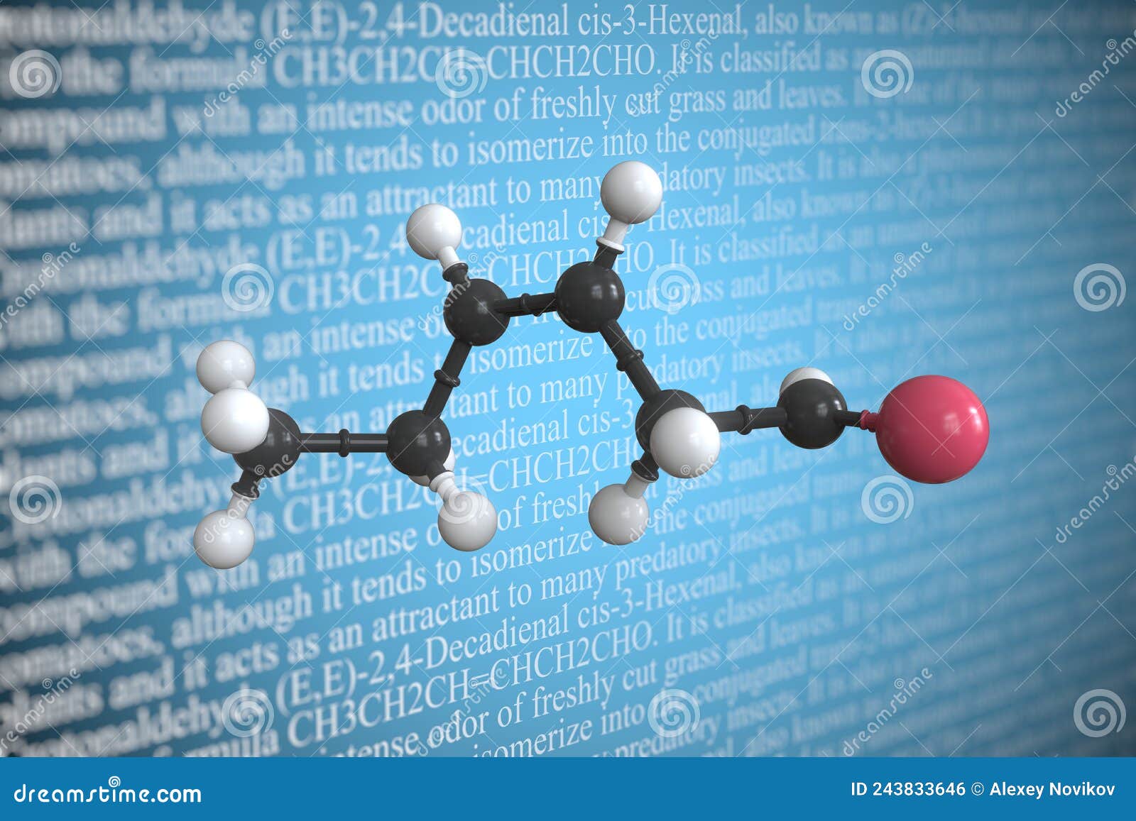 Molecular Model of Cis 3 Hexenal, 3D Rendering Stock Illustration ...