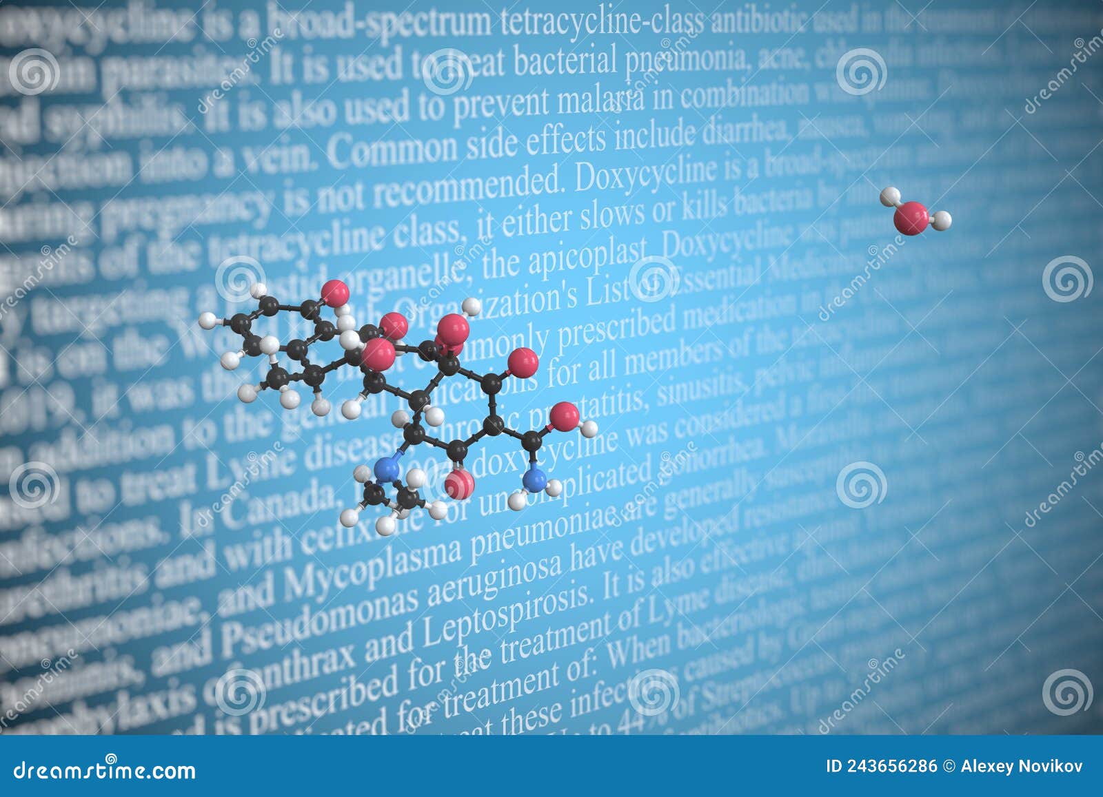 Molecular Model Of Doxycycline 3d Rendering Stock Illustration