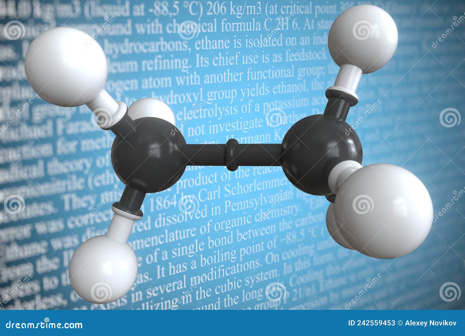 Molecular Model of Ethane, 3D Rendering Stock Illustration ...