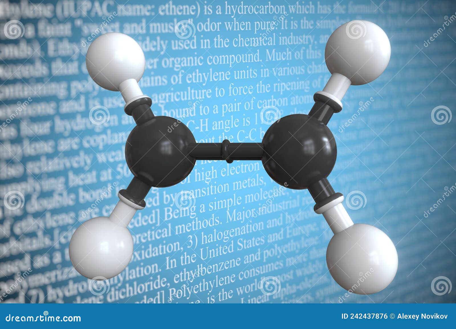 Molecular Model of Ethene, 3D Rendering Stock Illustration ...
