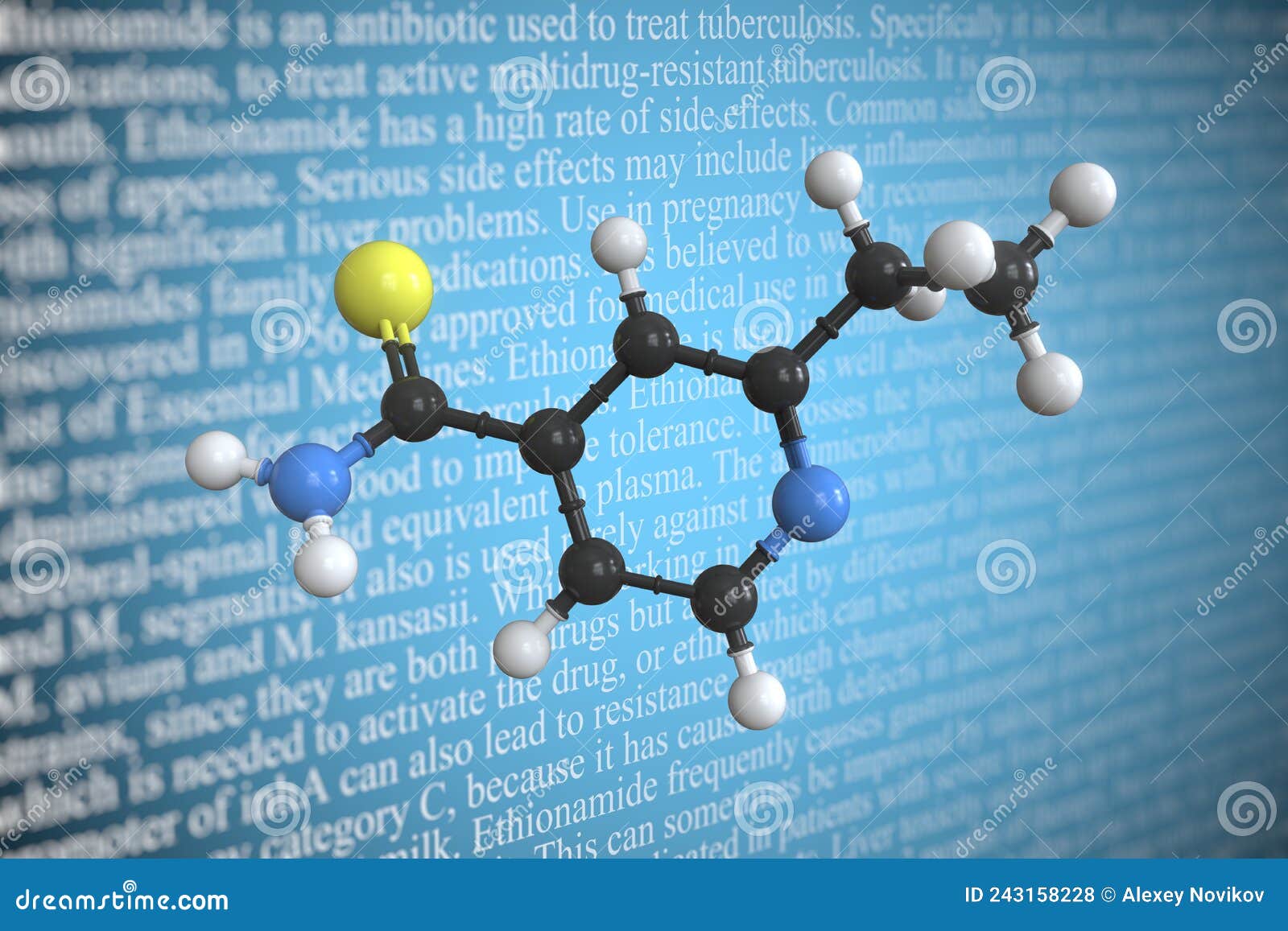 Ethionamide Molecular Structure 3d, Flat Model, Antituberculosis Agents ...