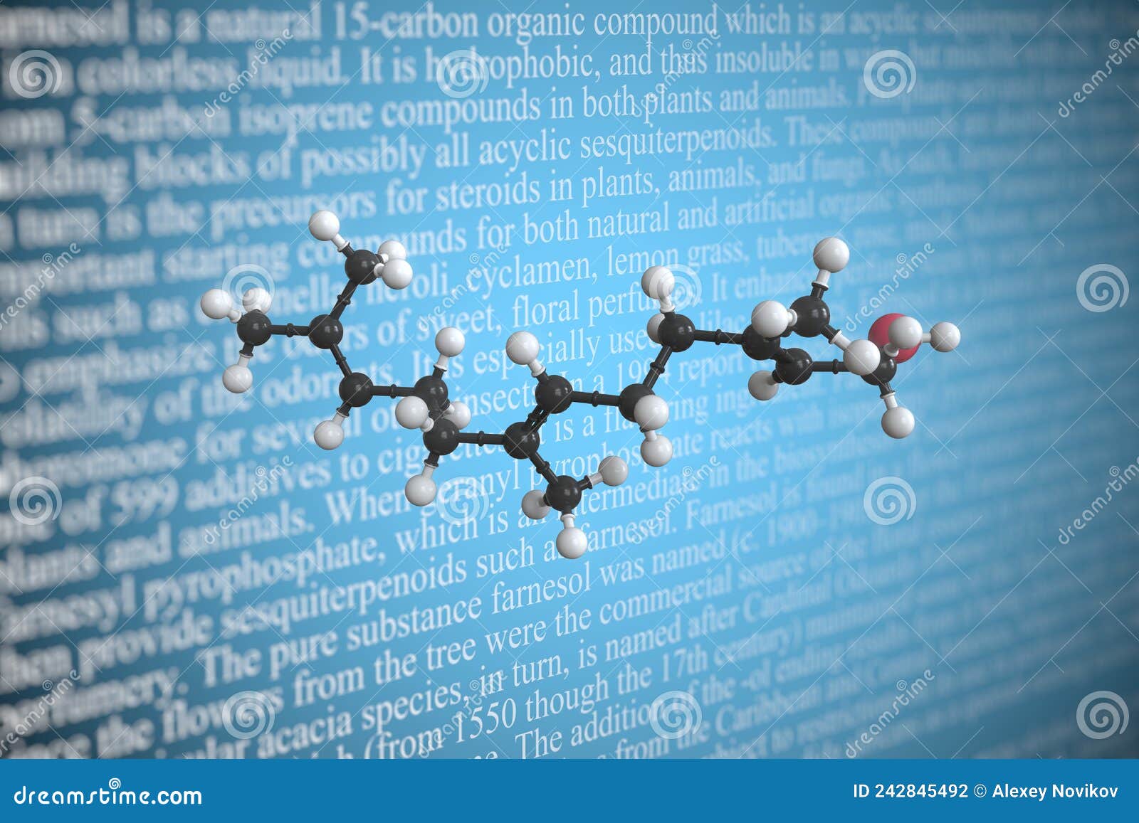 Farnesol Molecular Structure 3d, Flat Model, Sesquiterpene Alcohol ...