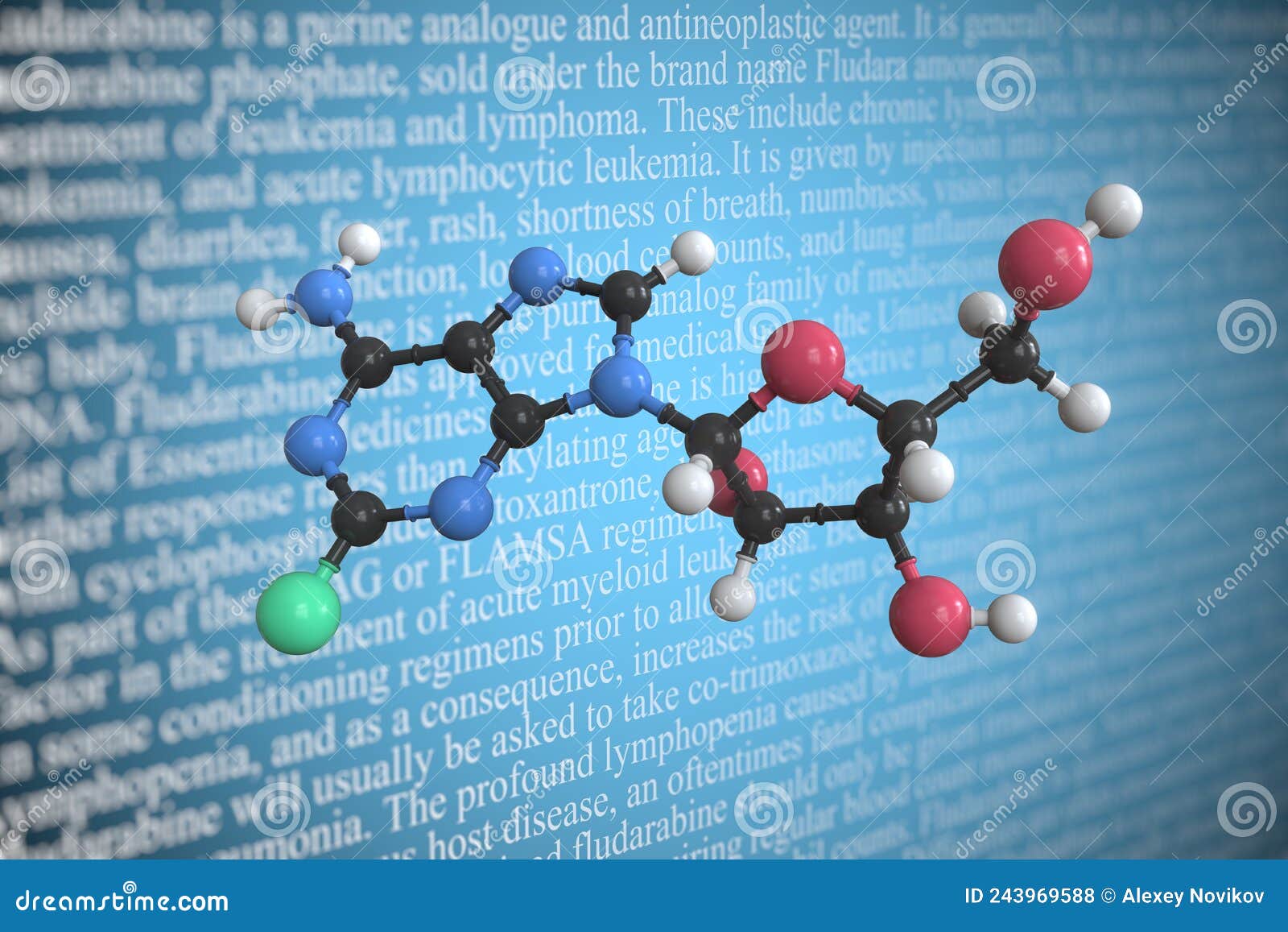 Fludarabine Molecule 3d, Molecular Structure, Ball And Stick Model ...