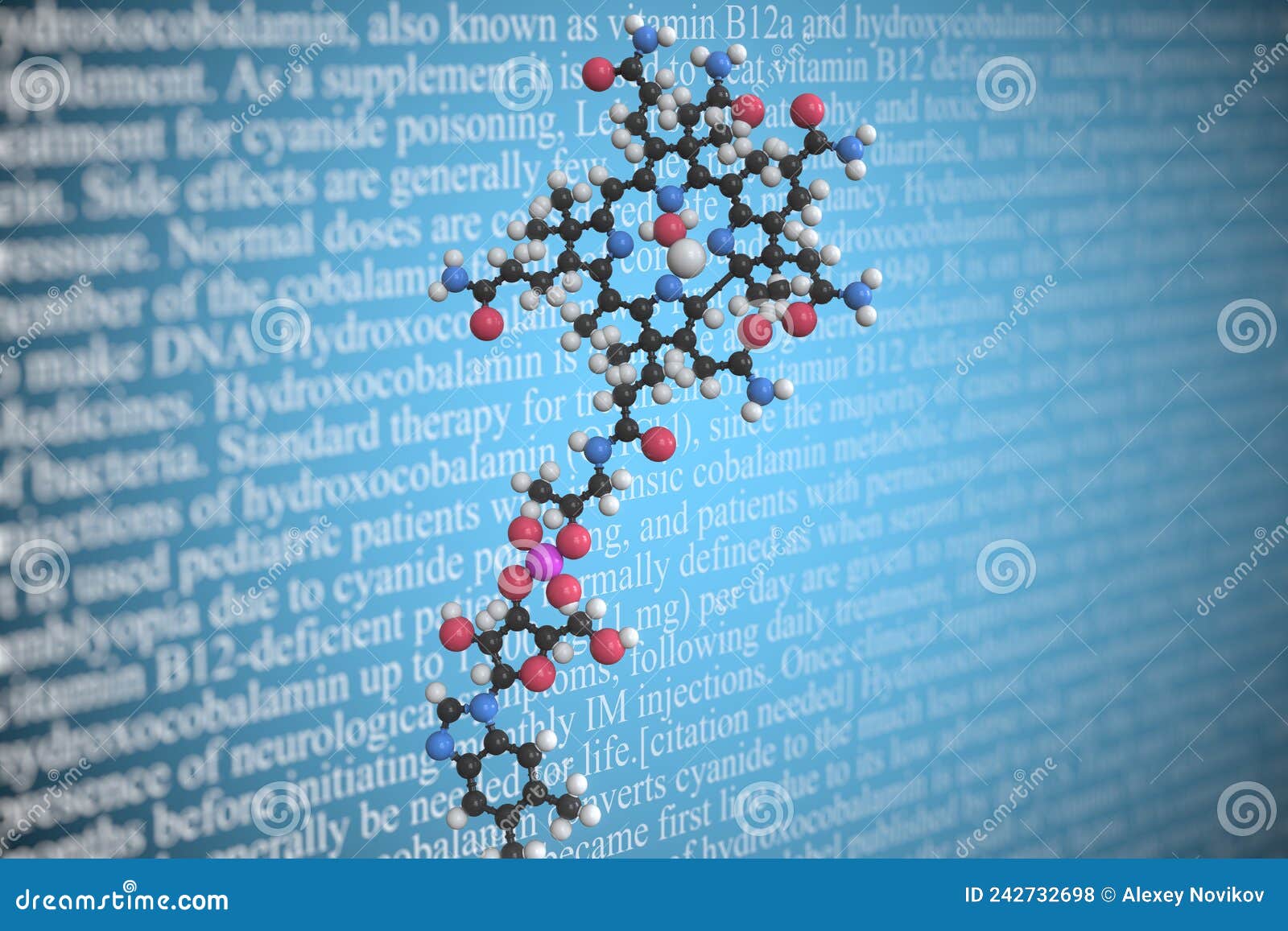 Hydroxocobalamin Molecular Structure, 3d Model Molecule, Vitamin B12a ...