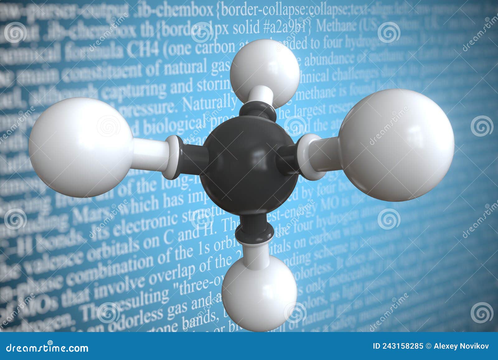 Methane Scientific Molecular Model, 3D Rendering Stock Illustration ...