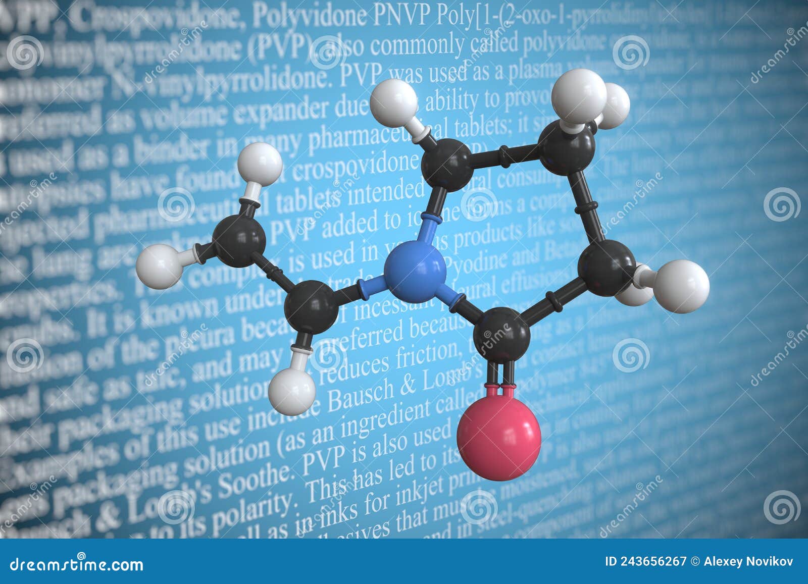 Polyvinylpyrrolidone Molecule, Molecular Structure, Polyvidone, Ball ...