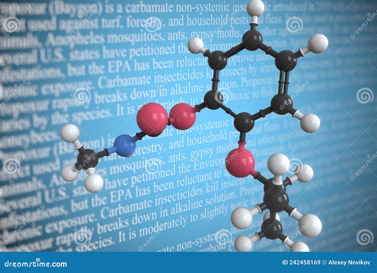 Molecular Model of Propoxur, 3D Rendering Stock Illustration ...
