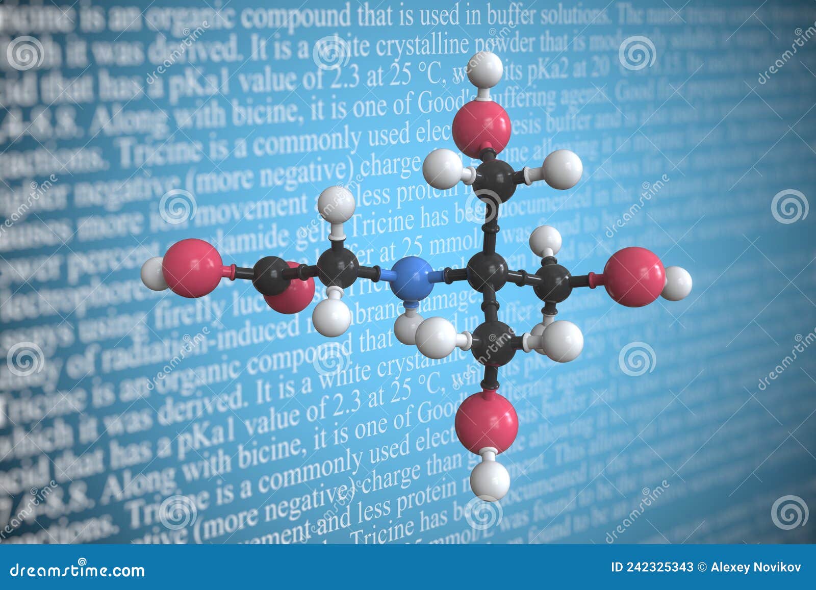 Tricine Scientific Molecular Model, 3D Rendering Stock Illustration ...