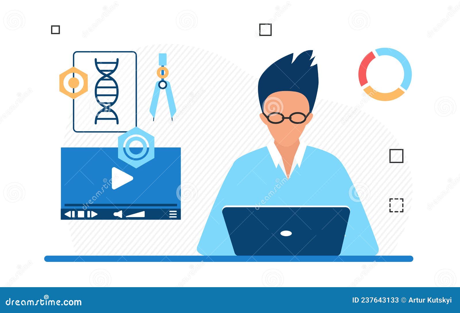 Scientific Online Learning Tutorial Video Materials Stock Illustration ...