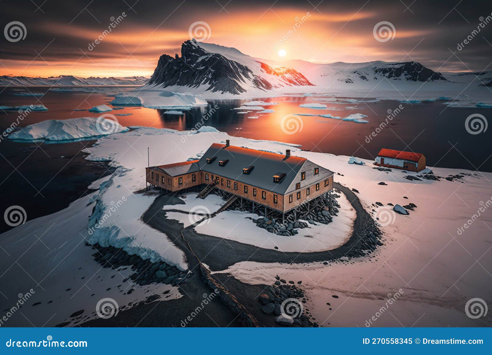 Scientific Polar Antarctic Station in the Arctic. Generative AI Stock ...
