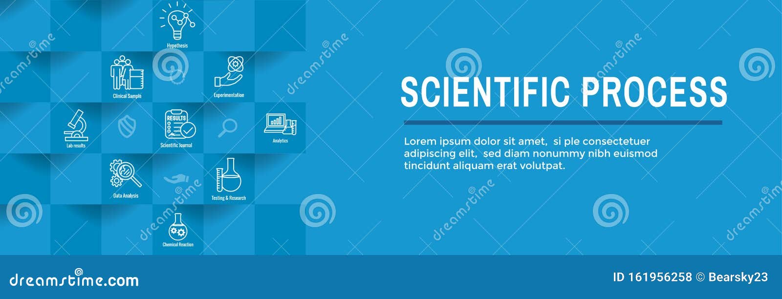 Scientific Process Icon Set with Web Header Banner Stock Vector ...