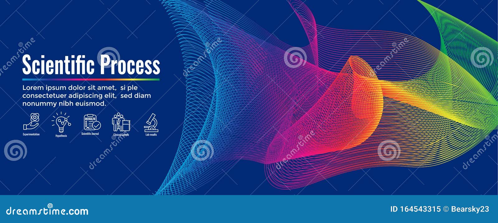 Scientific Process Icon Set with Web Header Banner Stock Vector ...