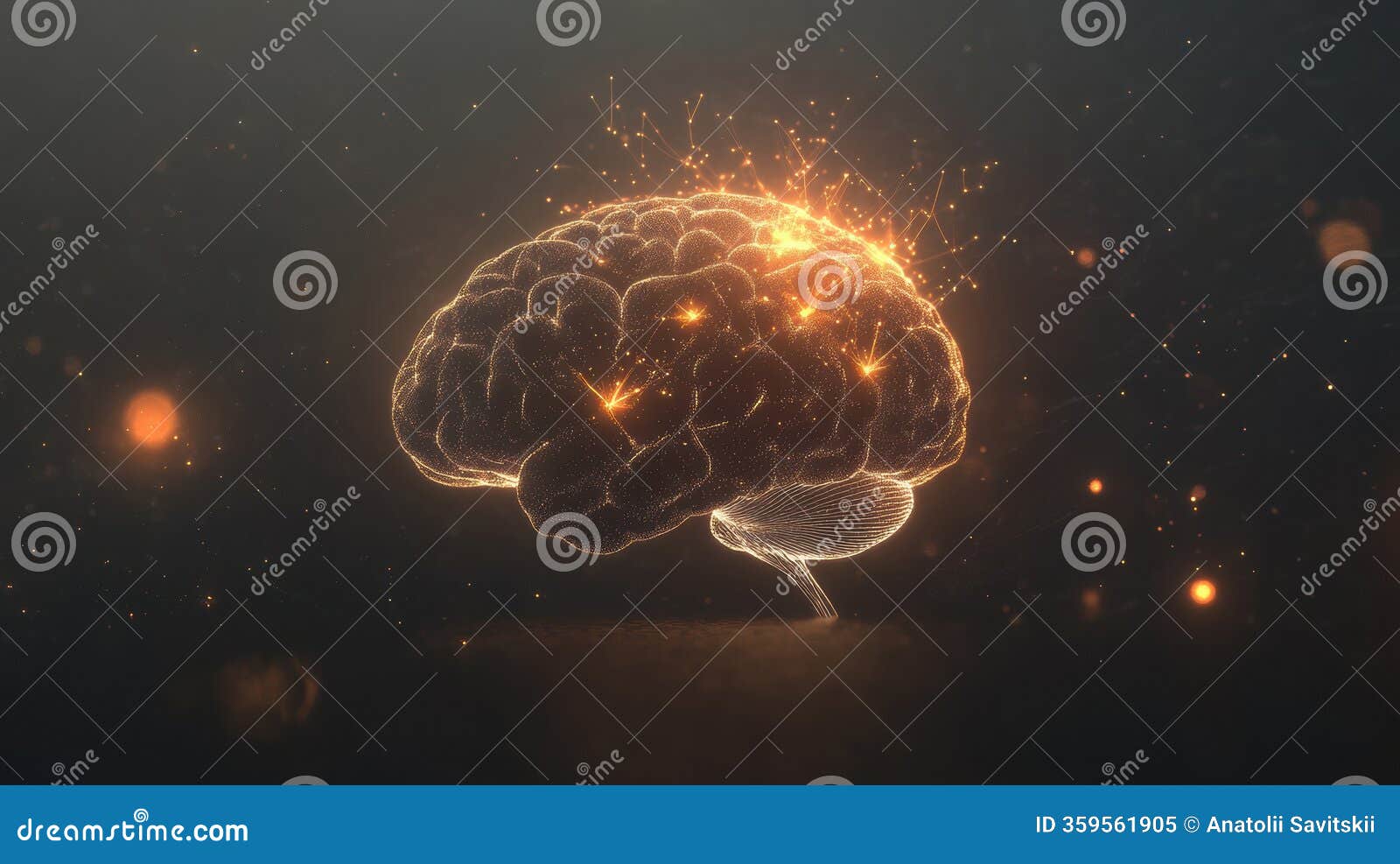 Scientific Representation of the Brain Displaying Glowing Neuron ...