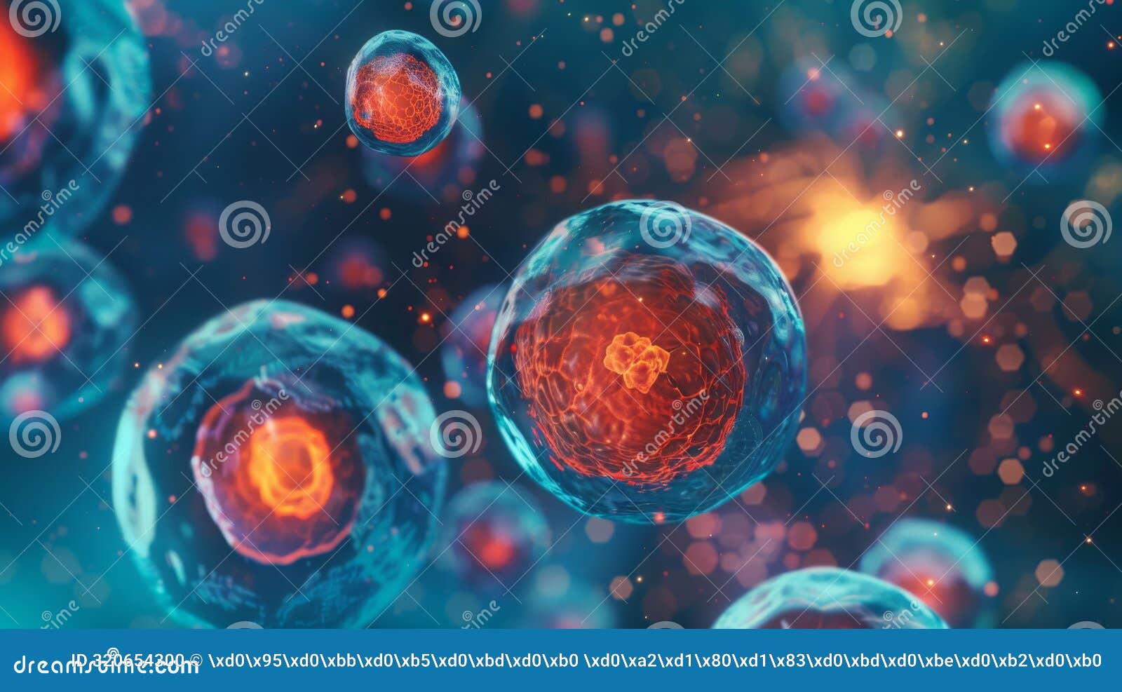 Scientific Representation of Stem Cells Observed Under a Microscope ...