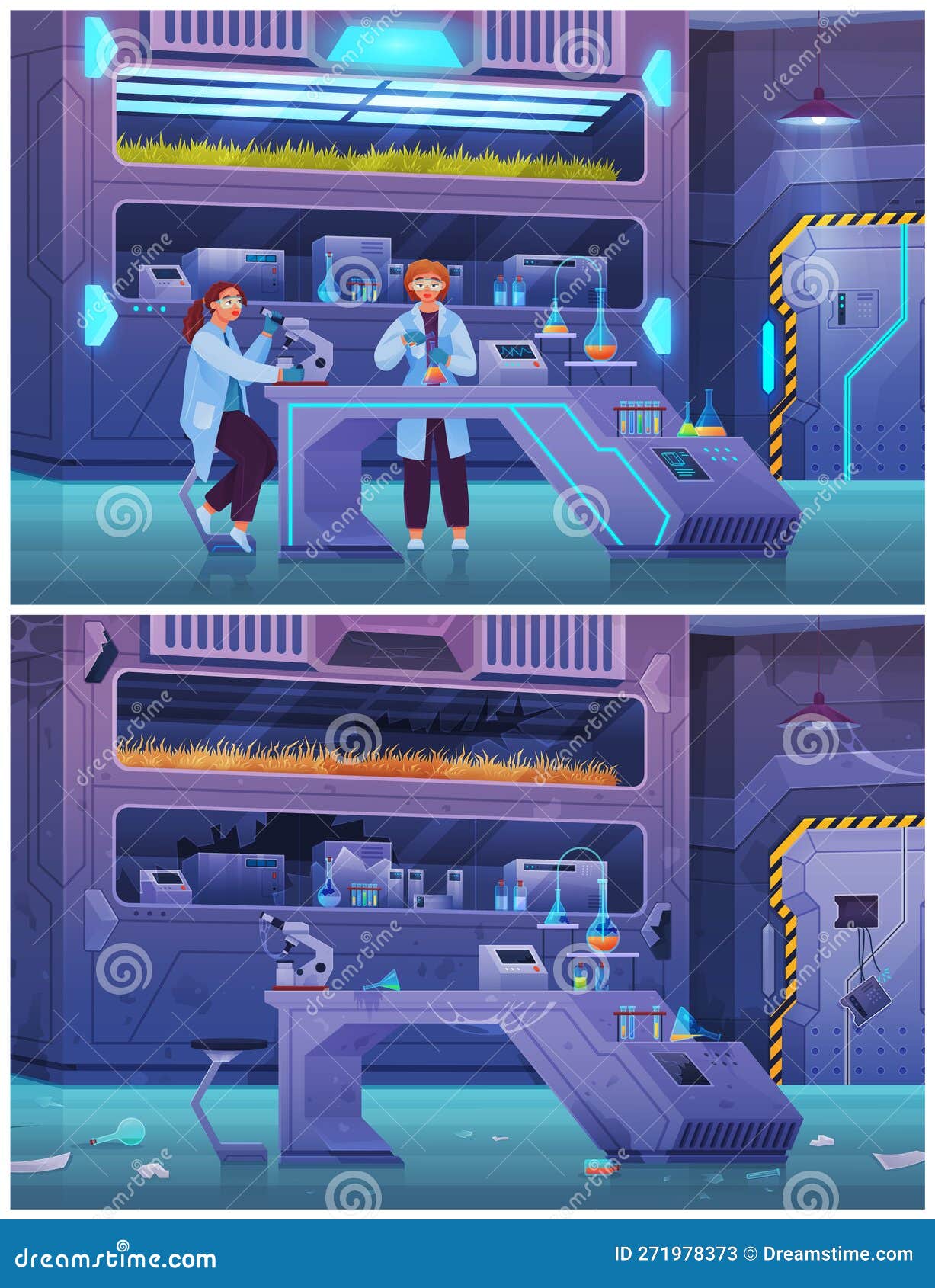 Scientific Research Chemical Laboratory before and after Destruction ...