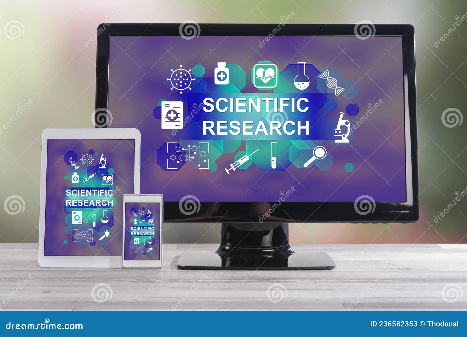 Scientific Research Concept on Different Devices Stock Image - Image of ...