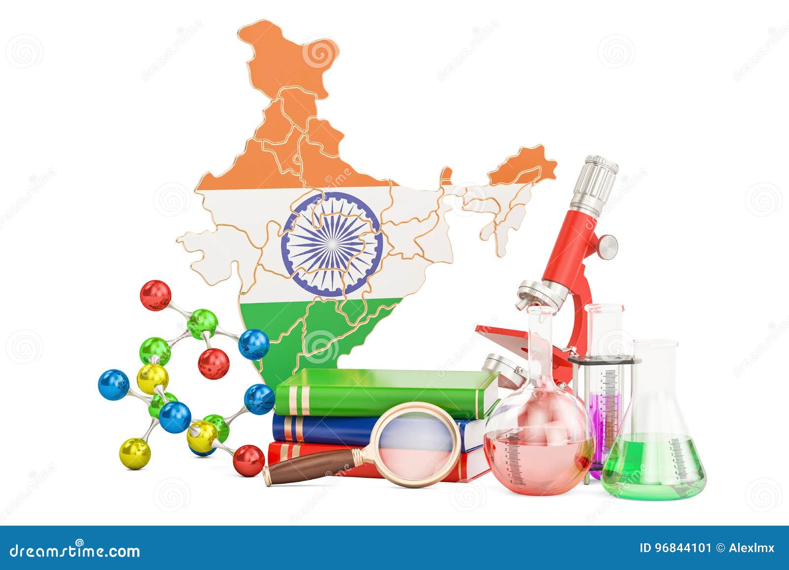 Scientific Research in India Concept, 3D Rendering Stock Illustration ...