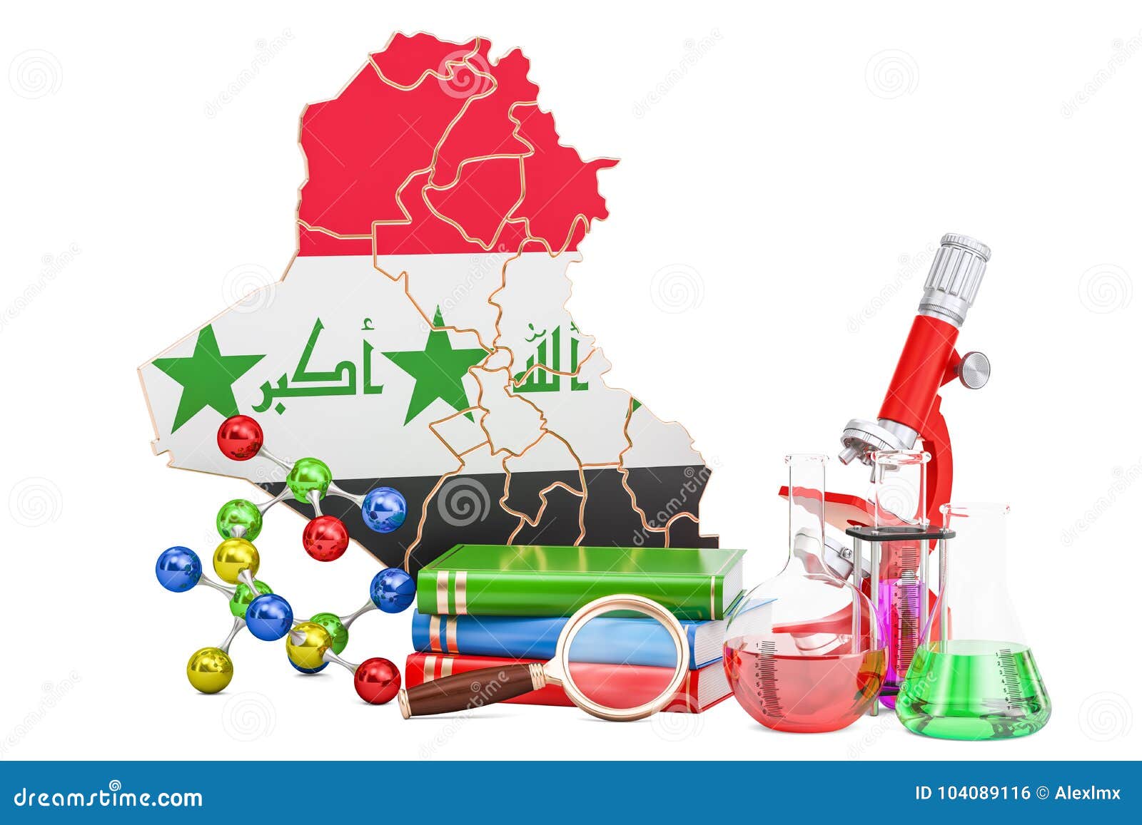 Scientific Research in Iraq Concept, 3D Rendering Stock Illustration ...