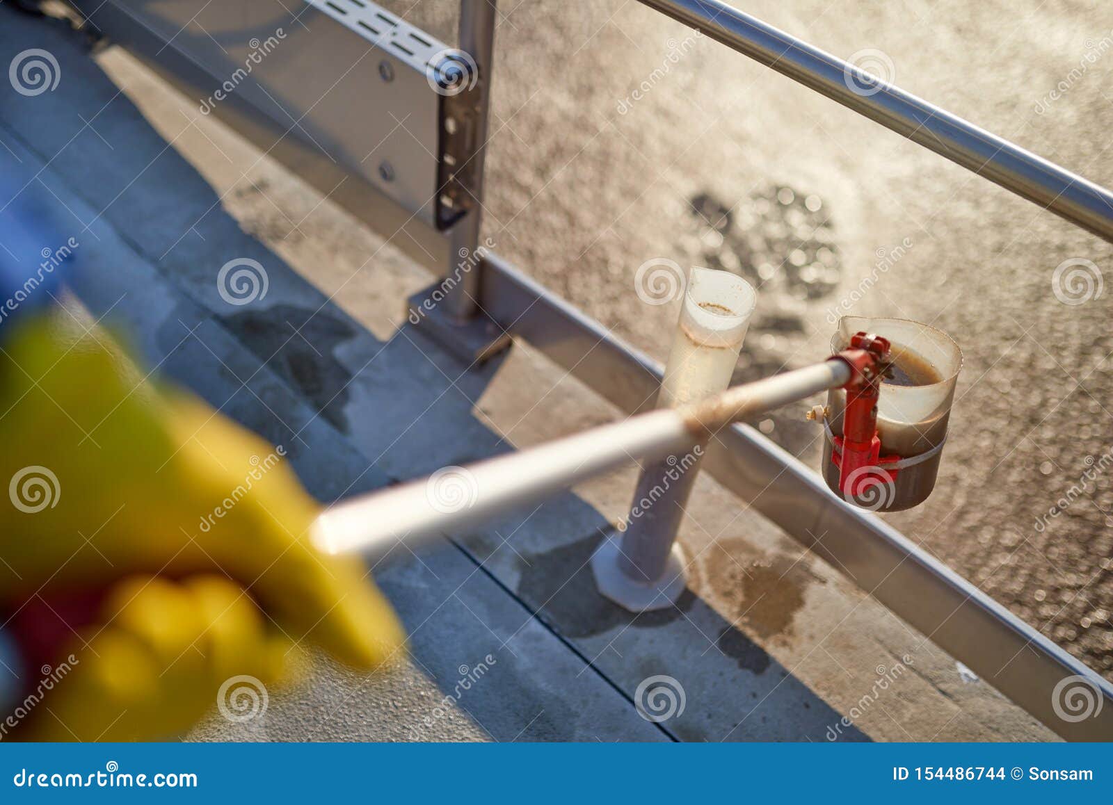 Scientific Research - Taking Samples from the Septic Tank Stock Photo ...