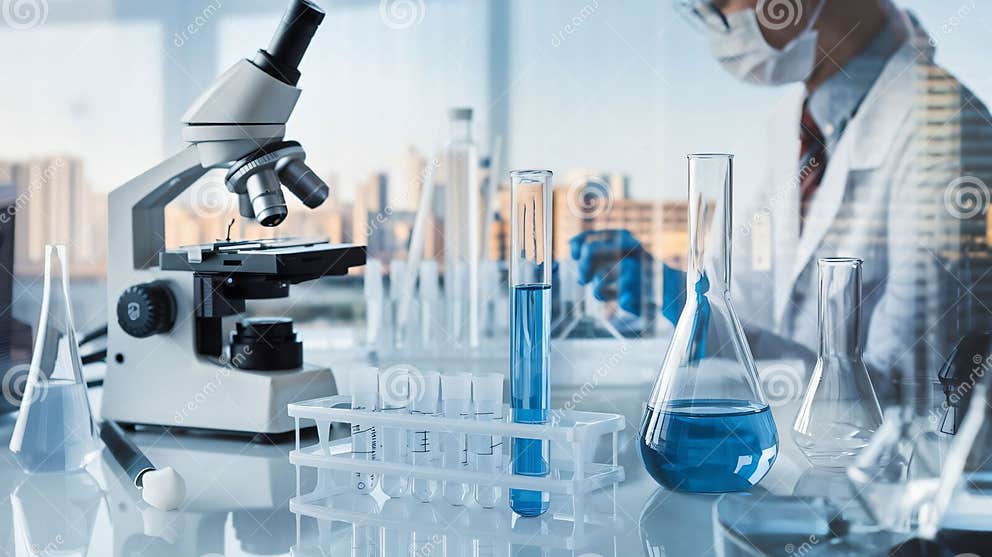 Laboratory Exploration Research Tools in Double Exposure Stock ...