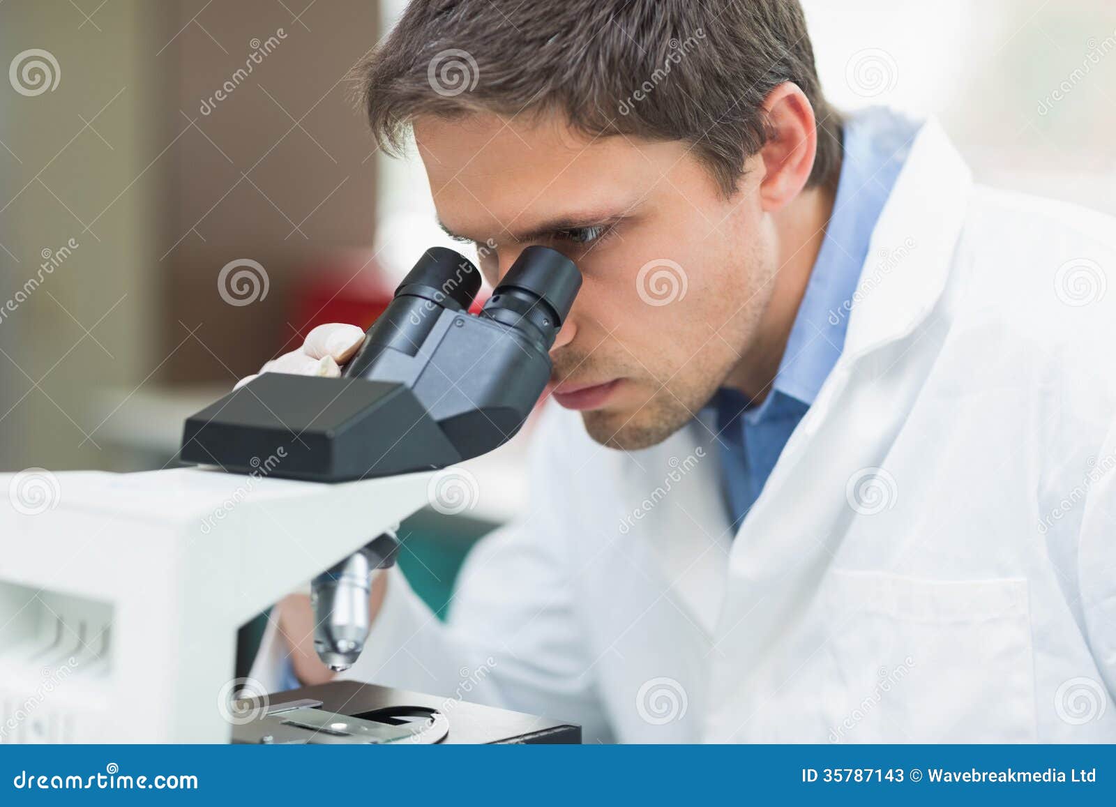 Scientific Researcher Using Microscope in the Laboratory Stock Image ...