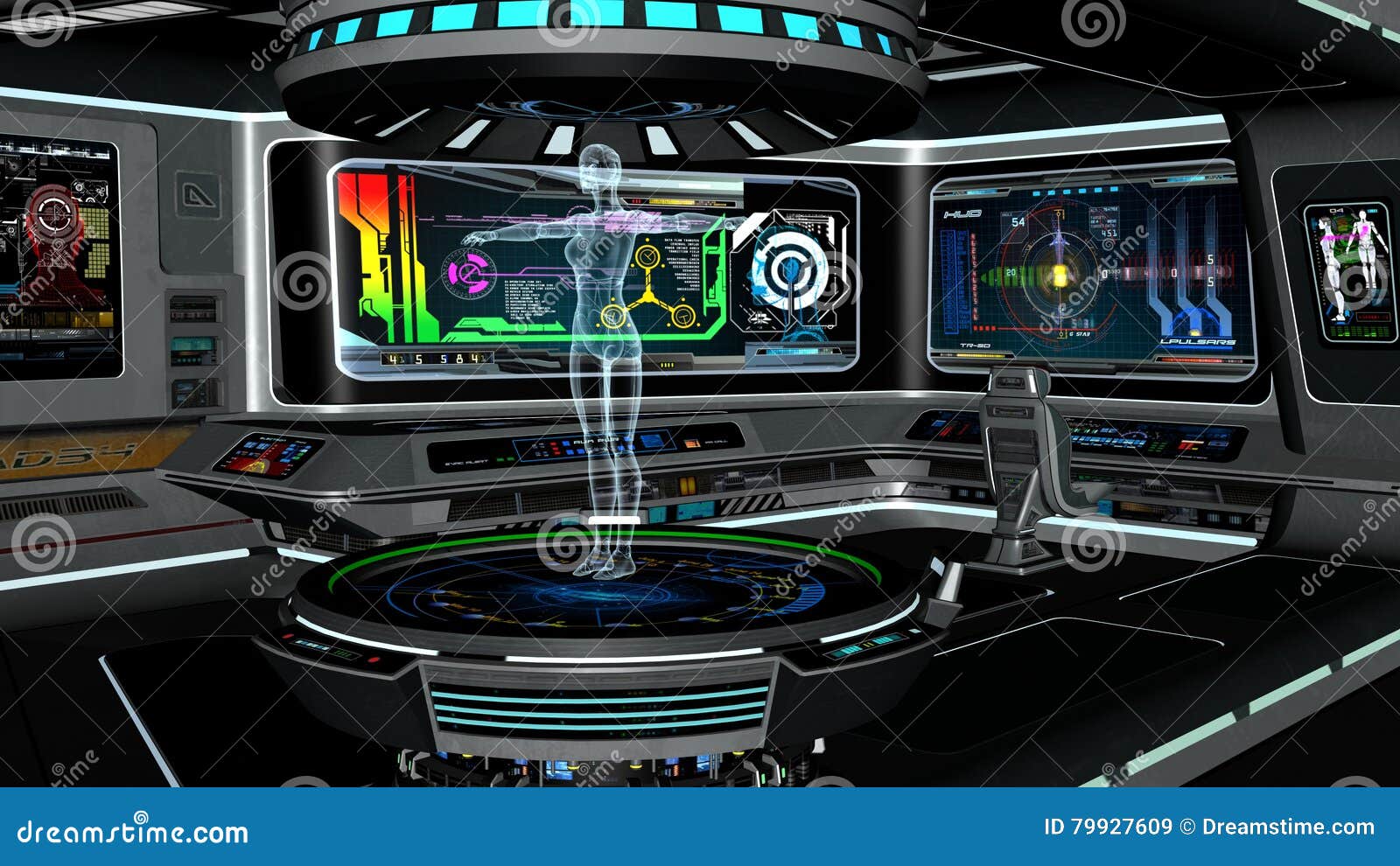Scientific Robotics Laboratory with Android Hologram Stock Illustration ...