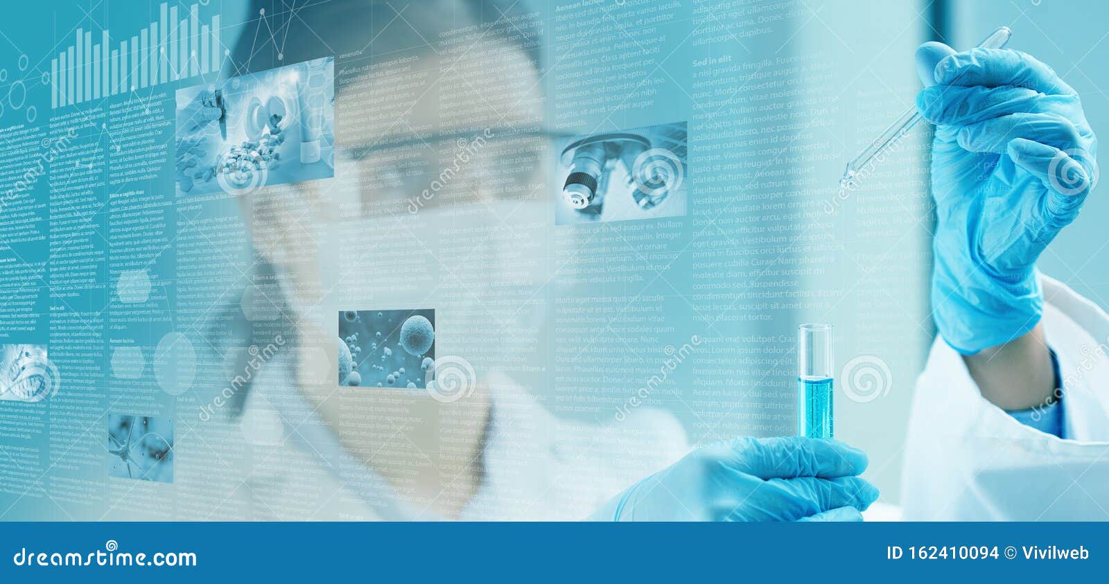Scientific Screen And Chemist Holding A Test Tube In The Background ...