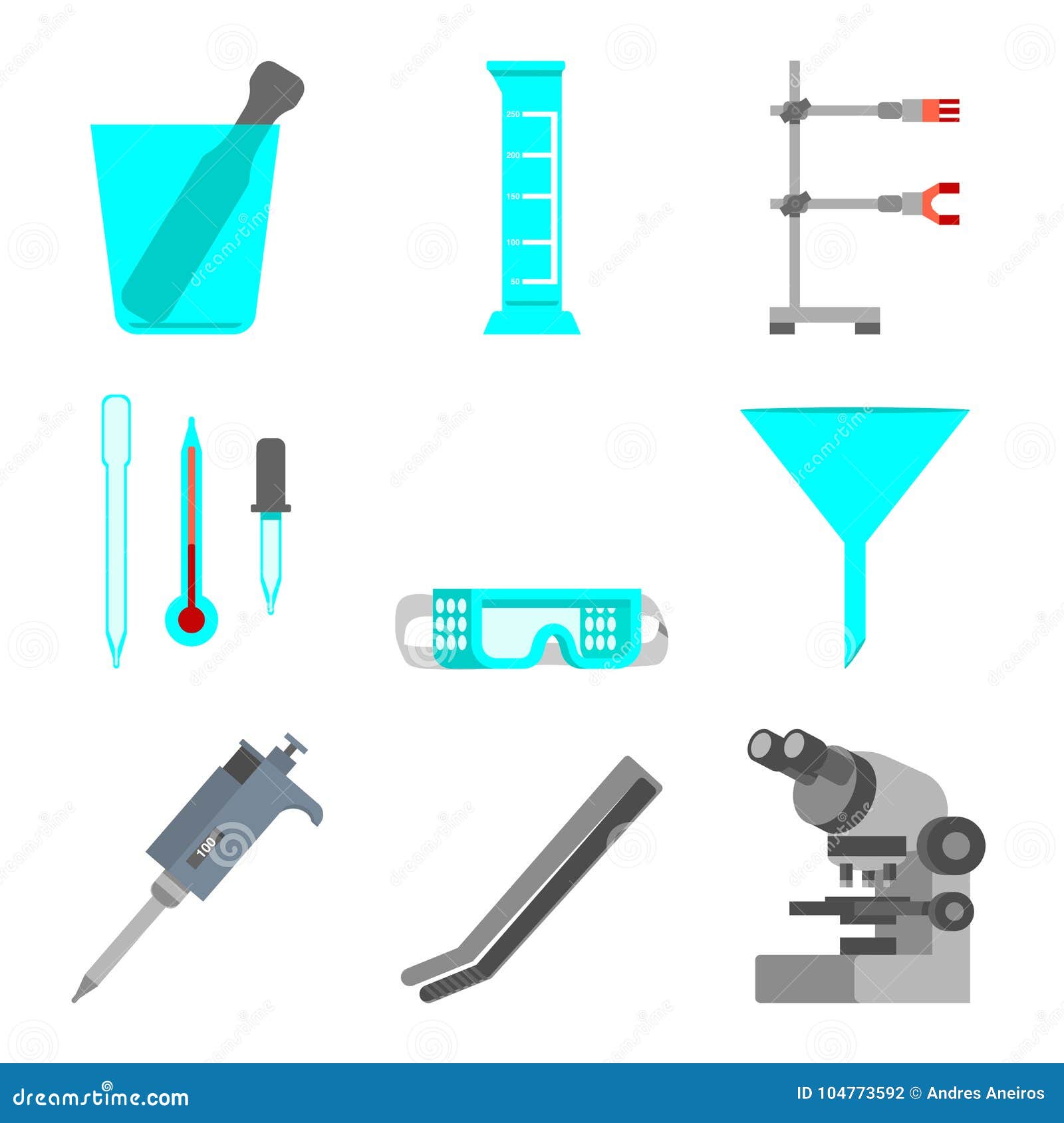 Scientific Set of Laboratory Materials and Tools. Flat Design Concept ...